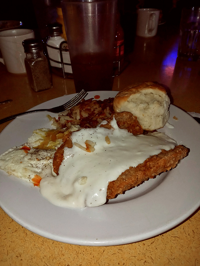 Country-fried comfort on a plate, smothered in gravy that your grandmother would approve of&mdash;if she were feeling particularly generous with her praise.