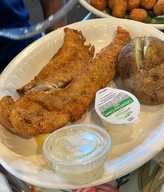 Golden-fried walleye that would make any Midwesterner misty-eyed, paired with a potato that could feed a small village.