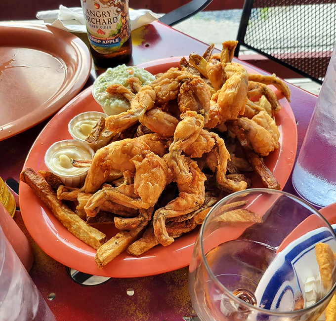 Frog legs that would make even French chefs nod in approval. Crispy, tender, and absolutely worth the leap of culinary faith.
