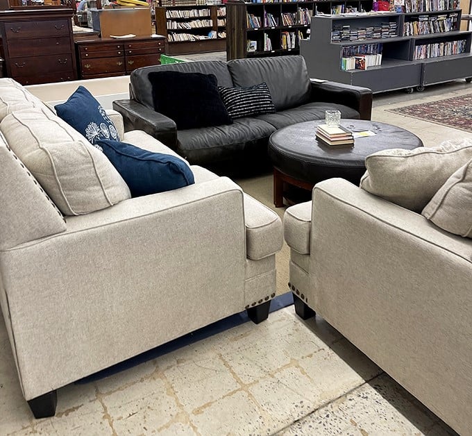 Living room vignettes that whisper, "Yes, you can afford to redecorate." That leather sofa has stories to tell, but it's ready for yours.