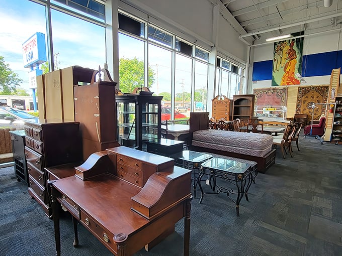 Solid wood furniture with stories to tell. That desk has probably supported everything from homework to love letters.