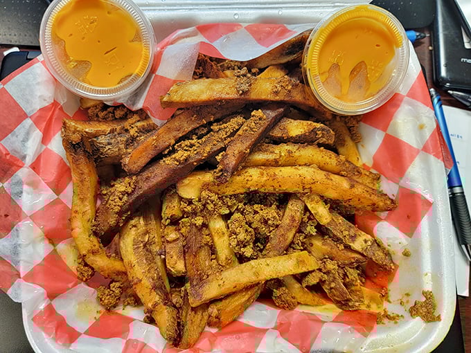 These garlic fries aren't messing around. Deeply golden, generously seasoned, and served with dipping sauce that makes sharing an act of true friendship or terrible judgment.