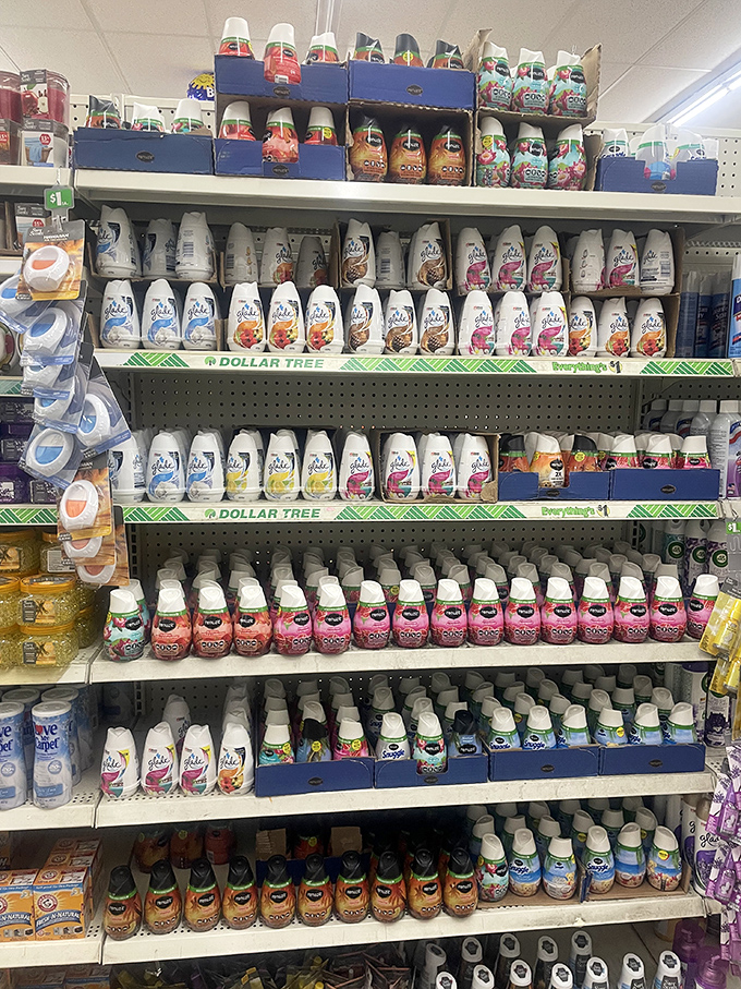 A fragrance wonderland where Glade products stand in military formation, ready to battle any household odor that dares cross their path.