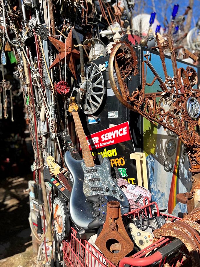 Rock and roll never dies&mdash;it just gets repurposed into the world's most elaborate wall art, complete with rusty stars and automotive accessories.