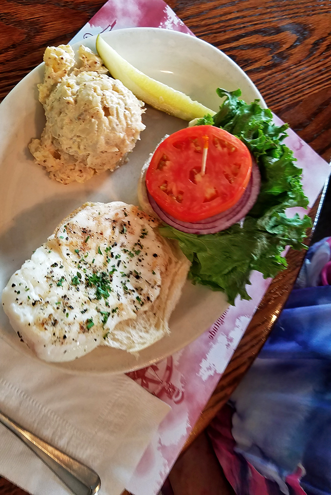 Simple perfection on a plate: fresh fish, potato salad, and veggies that remind you sometimes less really is more.