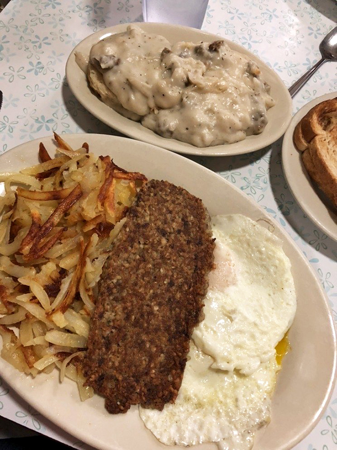 Goetta, eggs, and home fries&mdash;the holy trinity of Cincinnati breakfast. A plate that says "Good morning" with a hearty Midwestern accent.