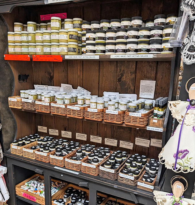 Nature's pharmacy meets grandma's wisdom in these homemade salves and remedies. Modern medicine in wooden baskets&mdash;a charming contradiction that somehow makes perfect sense.