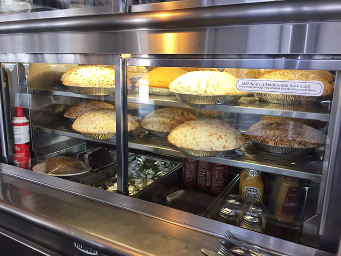 The pie case &ndash; where willpower goes to die. Each golden crust holds the promise of a better tomorrow.
