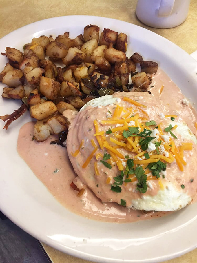 Huevos Rancheros that deliver a proper Los Angeles good morning&mdash;crispy potatoes mingling with cheese-topped eggs swimming in a sauce worth bottling.