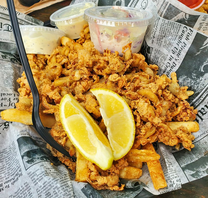 Golden treasures from the deep. These Ipswich fried clams are what happens when the ocean and fryer have a beautiful relationship.