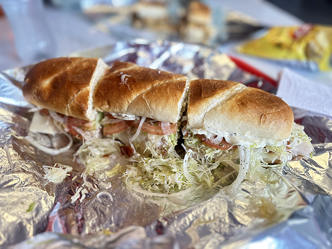 The Italian sub—where vegetables pretend they're the healthy part of your lunch while the meats and cheeses do the real flavor heavy lifting.