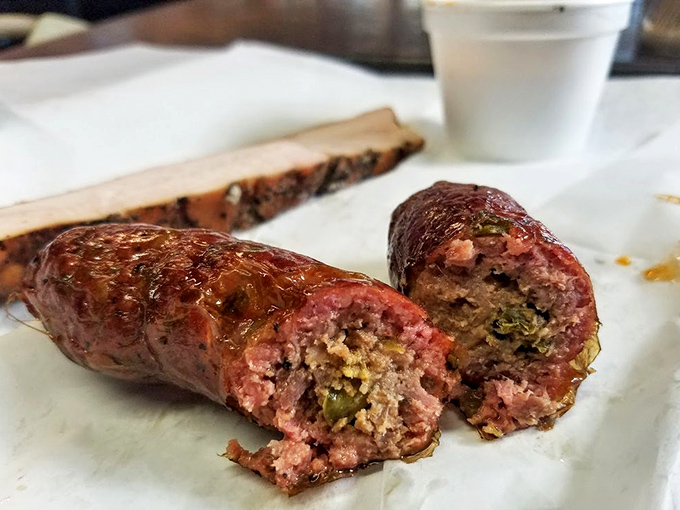 Sausage with the perfect snap, revealing a juicy, jalape&ntilde;o-studded interior. It's what hot dogs dream of becoming when they grow up.