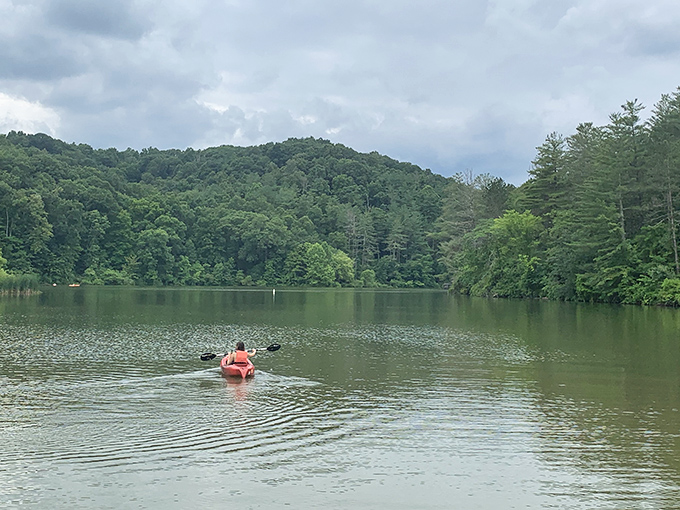 Paddling these calm waters feels like gliding through a postcard that forgot it wasn't real life.