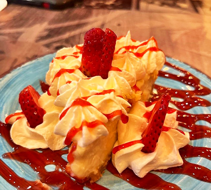 Key lime pie that strikes that perfect balance between sweet and tart, topped with enough whipped cream to make your inner child high-five your adult self.