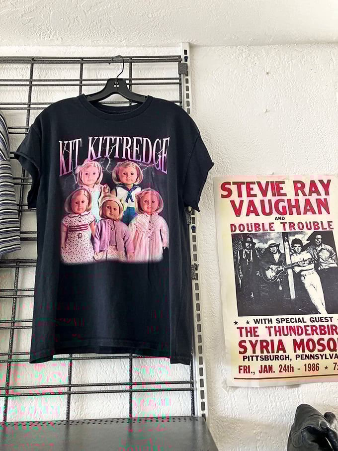 Pop culture nostalgia hangs alongside music history&mdash;proof that yesterday's merch is today's collectible conversation starter.