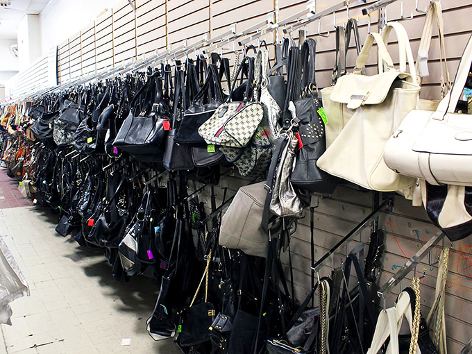 Handbag heaven! From classic leather totes to designer-inspired clutches, your next statement accessory is hiding somewhere in this magnificent wall of options.