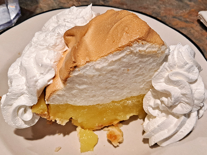 The lemon meringue stands tall and proud, a perfect balance of sweet, tart, and cloud-like fluff.