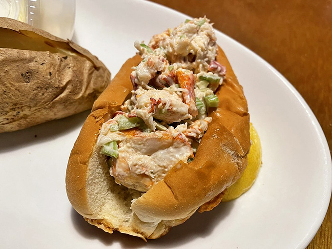 Lobster roll nirvana: chunks of sweet meat nestled in a perfectly toasted bun. The simplicity that New England perfected.
