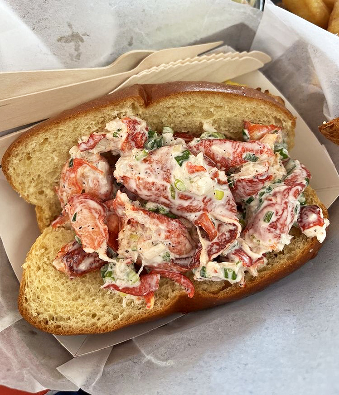 Lobster roll heaven! Chunks of sweet lobster meat dressed just right and nestled in a perfectly toasted bun&mdash;summer on a plate.