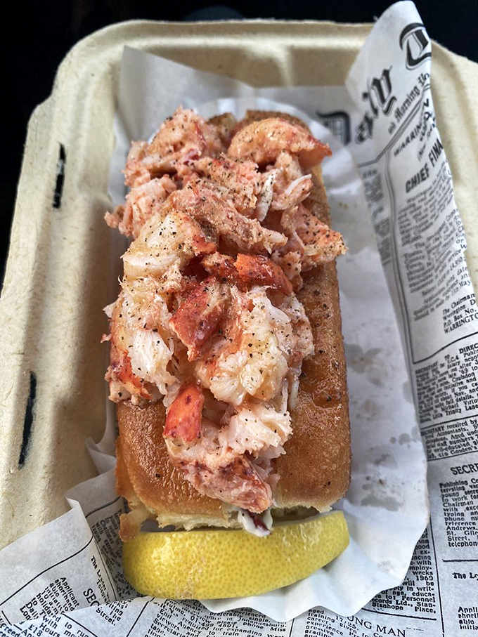 Behold the star of the show &ndash; chunks of Maine lobster nestled in a perfectly toasted split-top roll. Simplicity that speaks volumes.