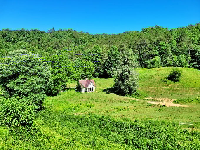 A solitary farmhouse nestled in nature's embrace reminds us why they call this region "God's country"&mdash;and why train windows were invented.