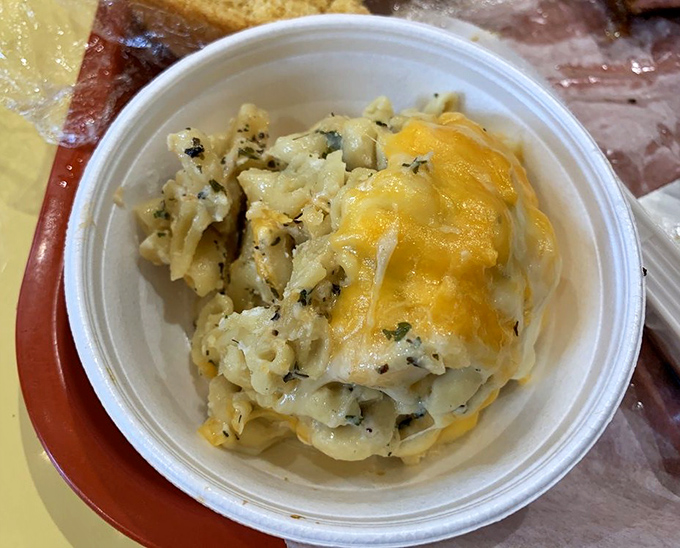 Mac & cheese that doesn't just accompany the meat&mdash;it demands equal billing. That golden crust is sending all the right signals.