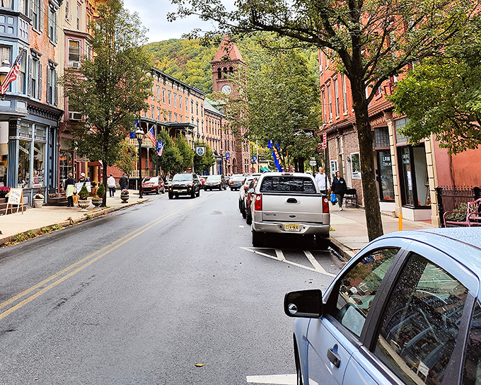 Picture-perfect doesn't begin to describe Jim Thorpe's main thoroughfare, where the clock tower stands sentinel over Victorian storefronts and mountain views.