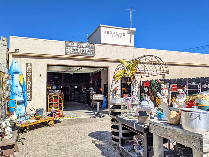 Main Street Antiques spills its treasures onto the sidewalk, tempting passersby with the kind of stuff your grandkids will fight over someday.