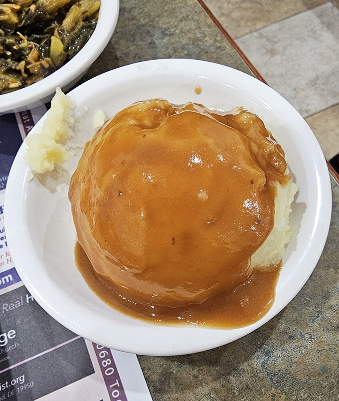 Mashed potatoes and gravy—the comfort food equivalent of slipping into your favorite chair after a long day. Simple perfection.