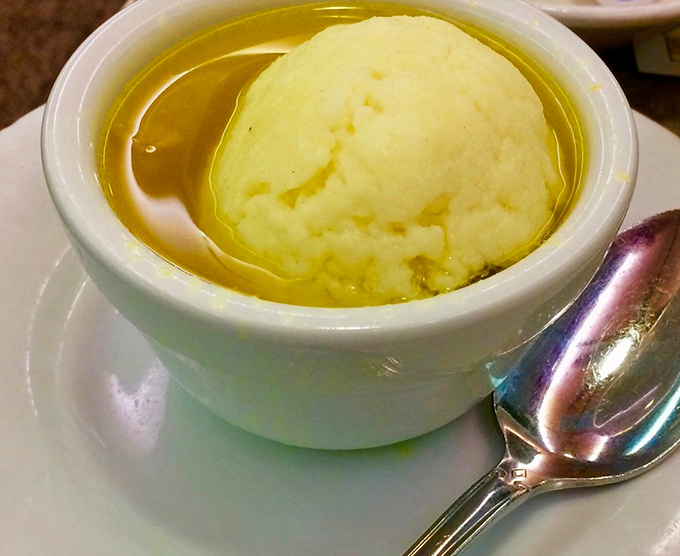 The star of the show&mdash;a matzo ball floating majestically in golden broth like the moon in a delicious, steaming galaxy.