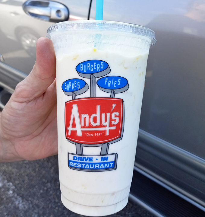 The milkshake that launched a thousand road trips. That cup isn't just holding a beverage&mdash;it's cradling liquid nostalgia with a side of brain freeze.
