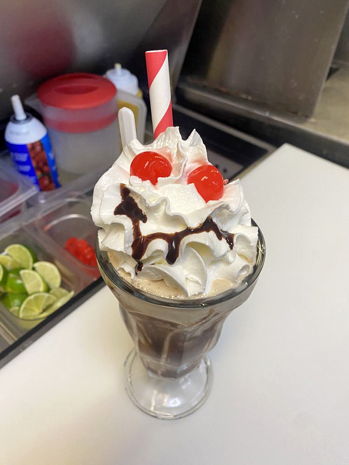 A milkshake so thick it demands respect and patience&mdash;the whipped cream mountain on top is just showing off.