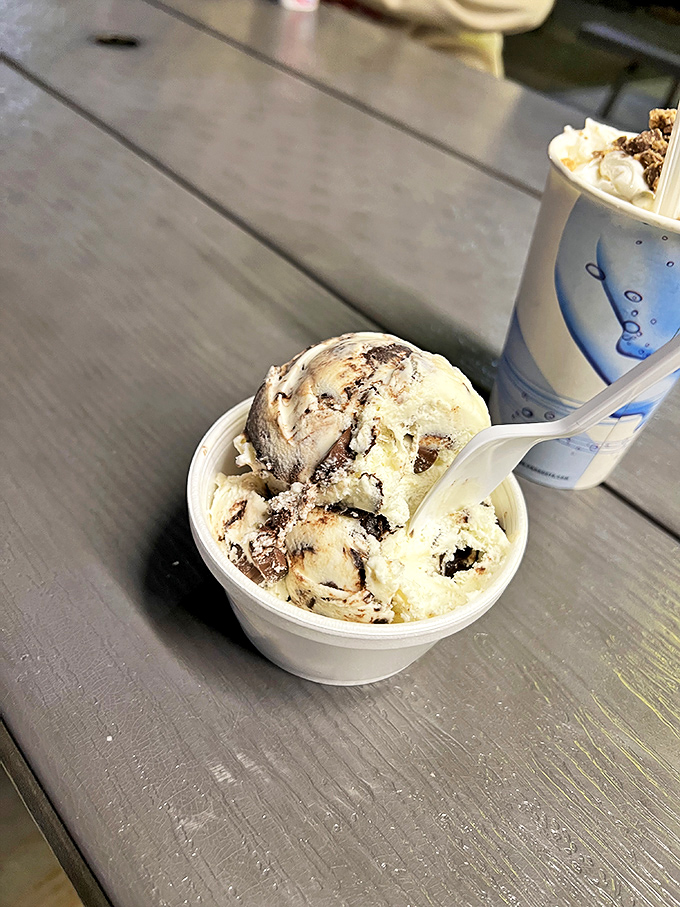 Moose Tracks ice cream: because sometimes you need chocolate chunks to navigate life's sweetest moments.