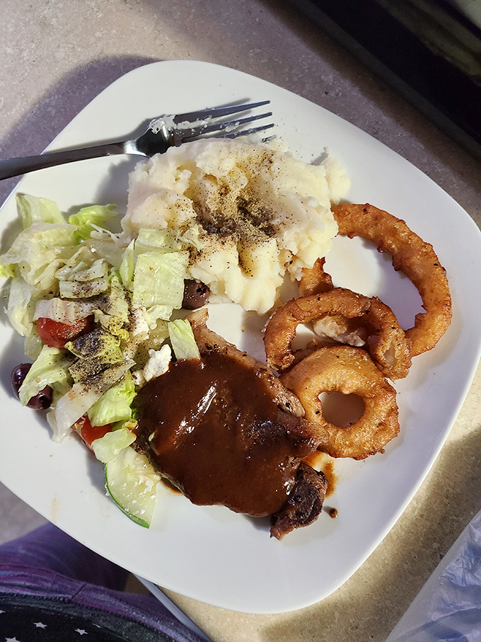 Diner philosophy: meat, potatoes, and gravy should never be separated. This plate doesn't just satisfy hunger&mdash;it soothes the soul.