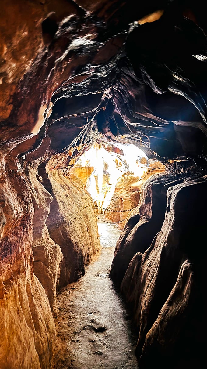 Light at the end of the tunnel has never looked so inviting. These narrow passages connect chambers of wonder like nature's own hallways.