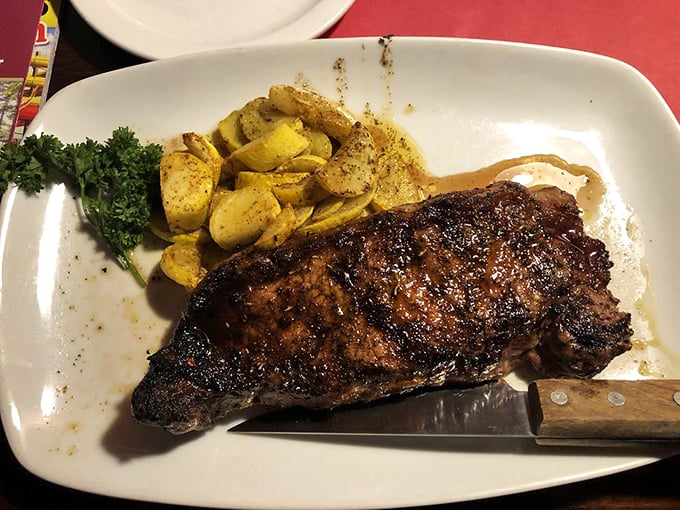 This New York Strip might have out-of-state origins, but it's found its true calling in Wisconsin, where it's treated with the reverence it deserves.