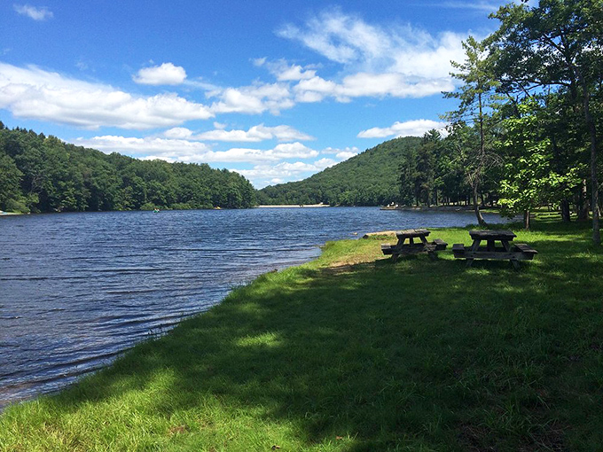 Lakeside picnic tables that turn ordinary sandwiches into gourmet experiences. The view is complimentary, but worth a million.