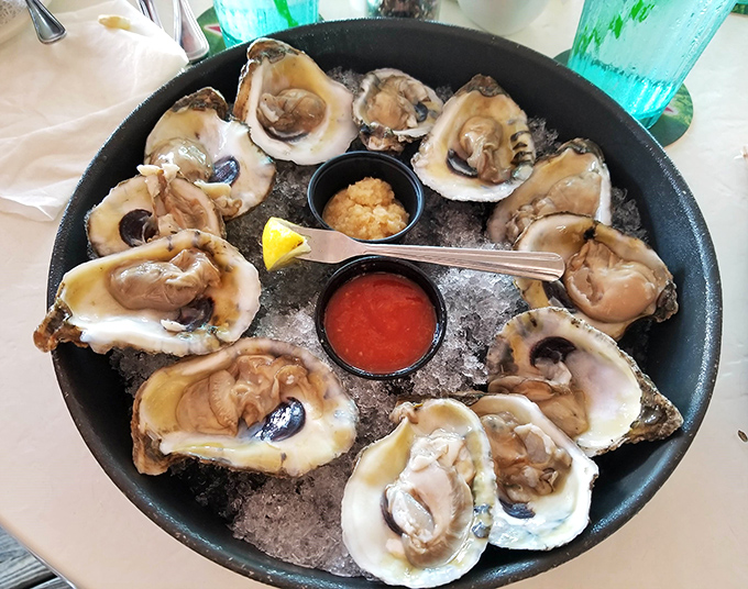 Oysters on the half shell &ndash; nature's perfect appetizer, served with just enough accompaniments to enhance without overshadowing the briny stars.