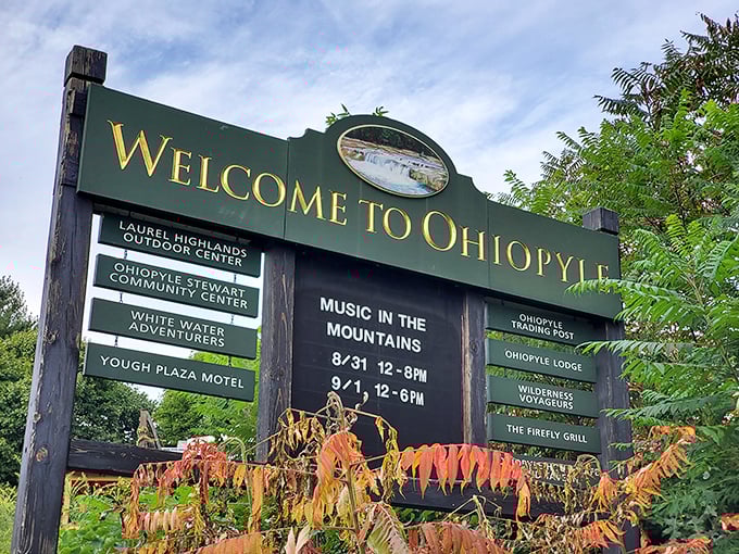 The welcome sign to paradise. Ohiopyle might be challenging to pronounce, but its natural wonders speak a universal language everyone understands.