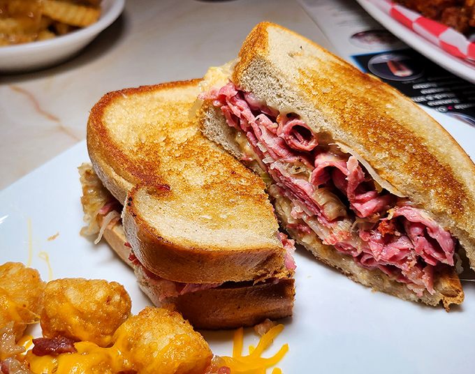 A proper Reuben should require both hands and at least three napkins. This beauty has layers like a good mystery novel&mdash;each one more satisfying than the last.