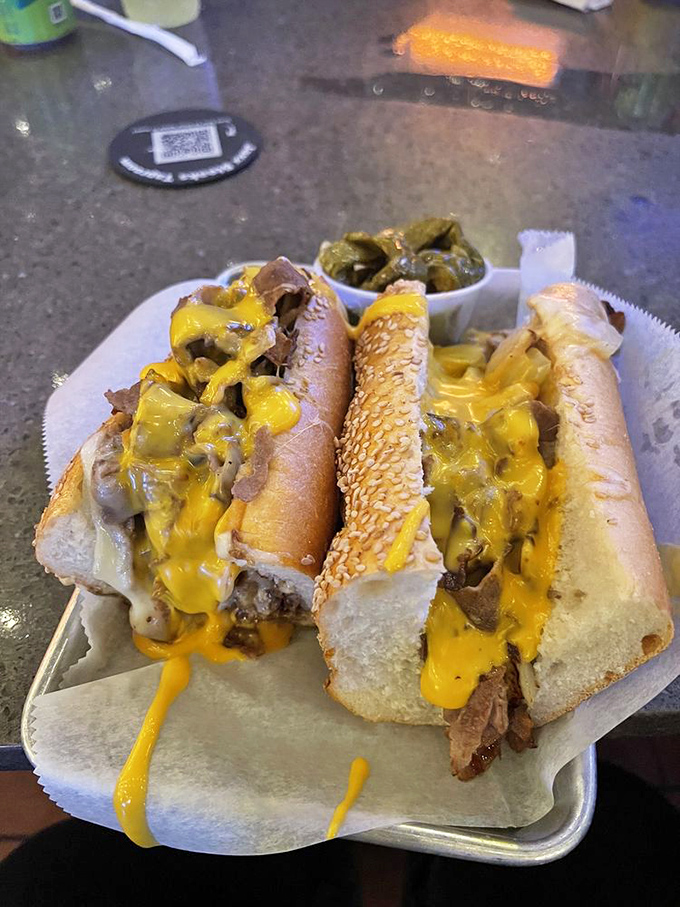 The holy grail of Philadelphia cuisine &ndash; cheese cascading down thinly sliced beef, nestled in a perfect roll. Poetry you can eat.