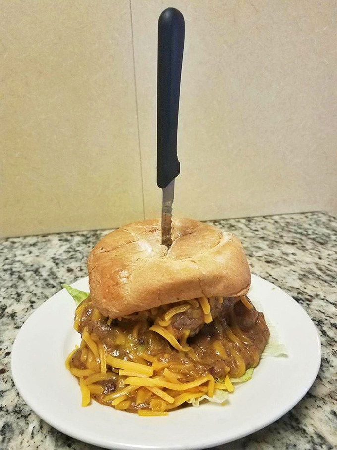 Meet the burger that needed a knife for support &ndash; melted cheese cascading down the sides like a delicious waterfall of comfort. 