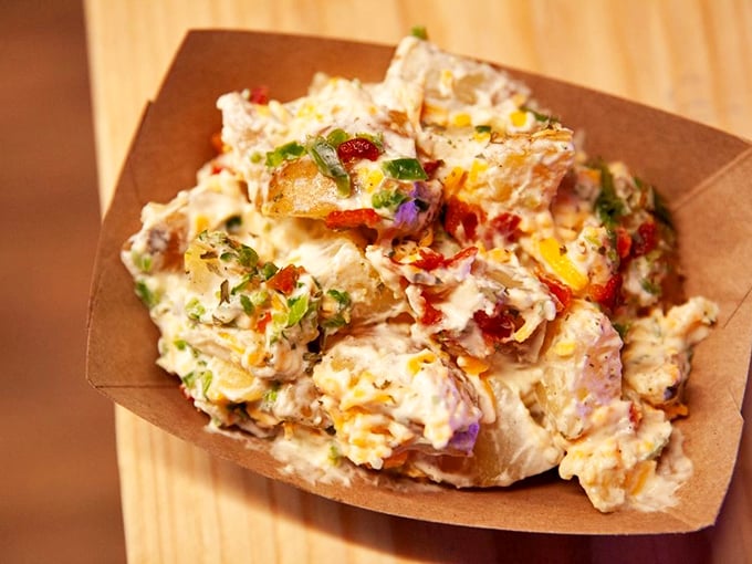 Potato salad that doesn't know whether it wants to be creamy or chunky, so it decided to be perfectly both. Smart move.