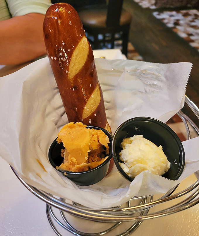 The humble pretzel elevated to art form. Served with compound butters that make you question everything you thought you knew about bread.