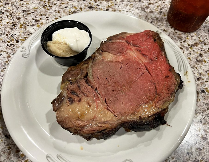 Prime rib so perfectly cooked it deserves its own Instagram account. The horseradish sauce is just the backup singer to this meaty rock star.