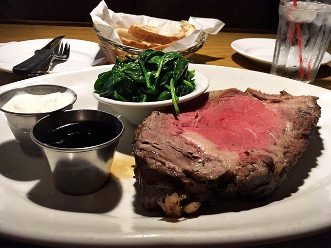 Prime rib so perfectly pink it could make a vegetarian question their life choices, paired with sides that know their supporting role.