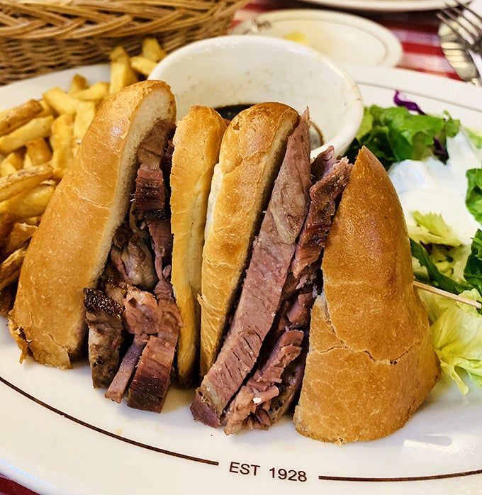 This prime rib sandwich isn't messing around&mdash;it's the heavyweight champion of lunch, with perfectly pink meat that practically melts on contact.