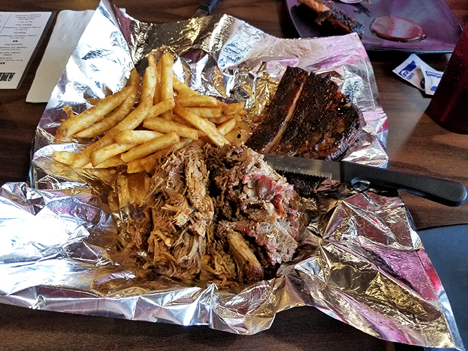 Pulled pork paradise served with fries &ndash; because sometimes you need carbs with your carbs.