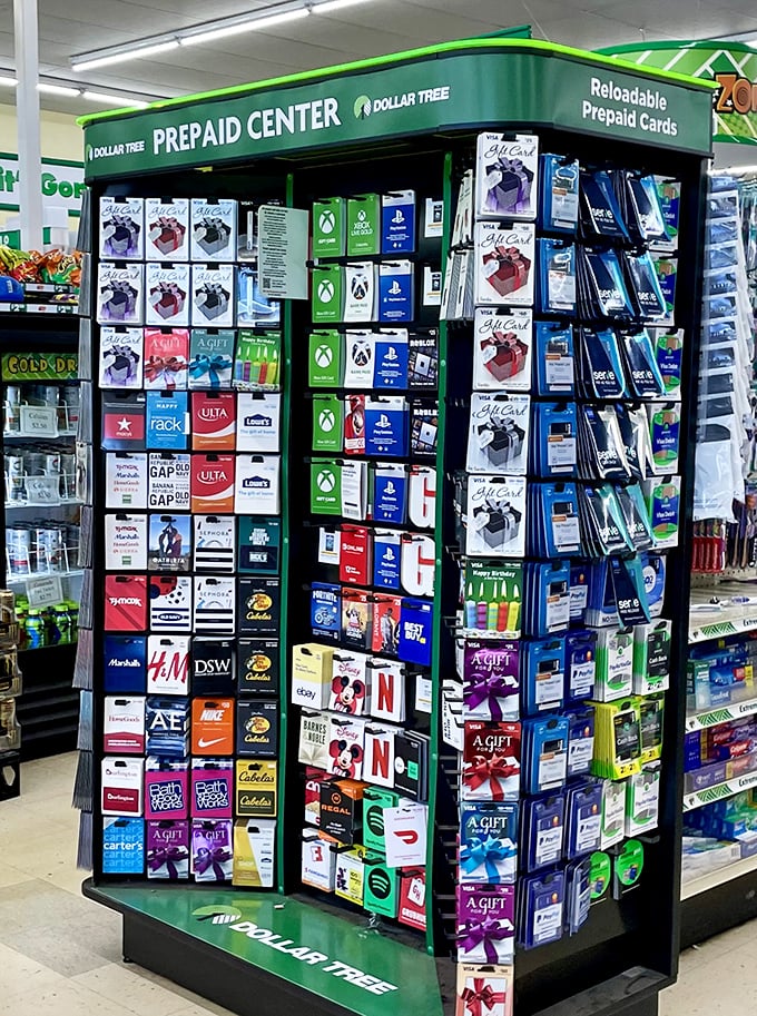 Gift card nirvana! From streaming services to steakhouses, this display lets you be everyone's favorite gift-giver on a budget.