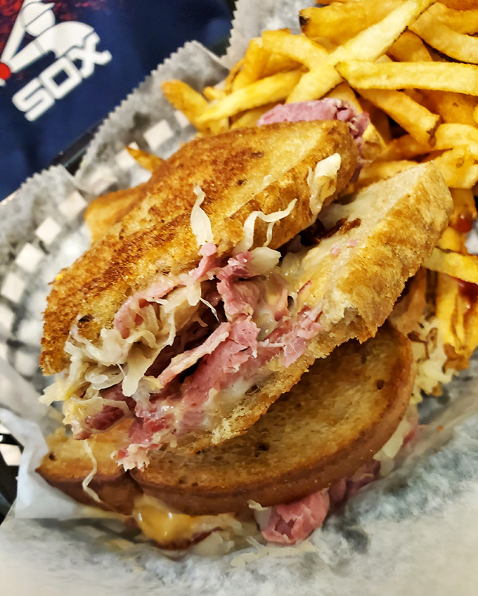 Not just a Reuben&mdash;a masterclass in sandwich architecture where sauerkraut, corned beef, and melted cheese create the holy trinity of lunchtime perfection.
